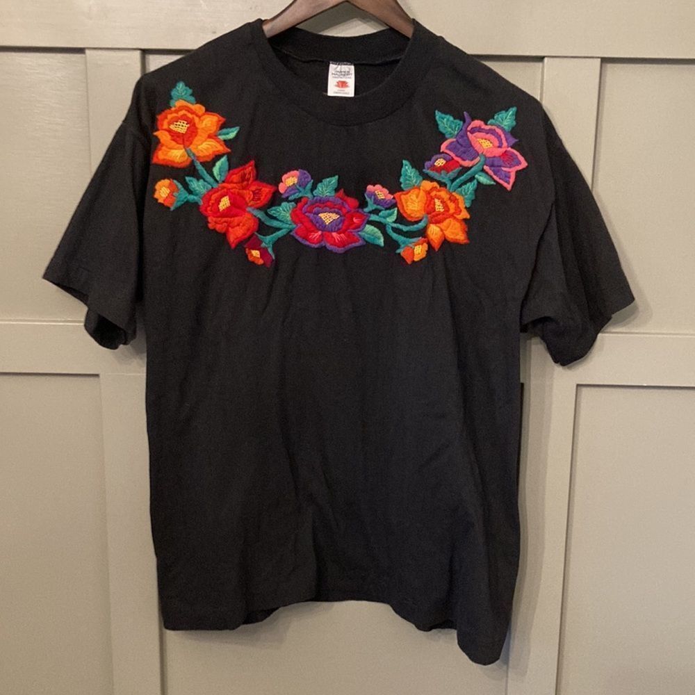 Vintage James Halbert Handwovens Floral Hand Embroide… - Gem